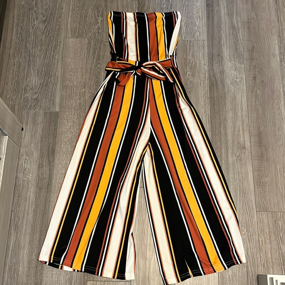 UK2LA | Pants & Jumpsuits | Multi Colored Tube Top Jumpsuit With Tie ...